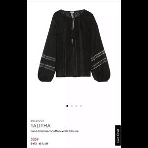 Talitha | Tops | Talitha Lace Trimmed Black Cotton Blouse | Poshmark